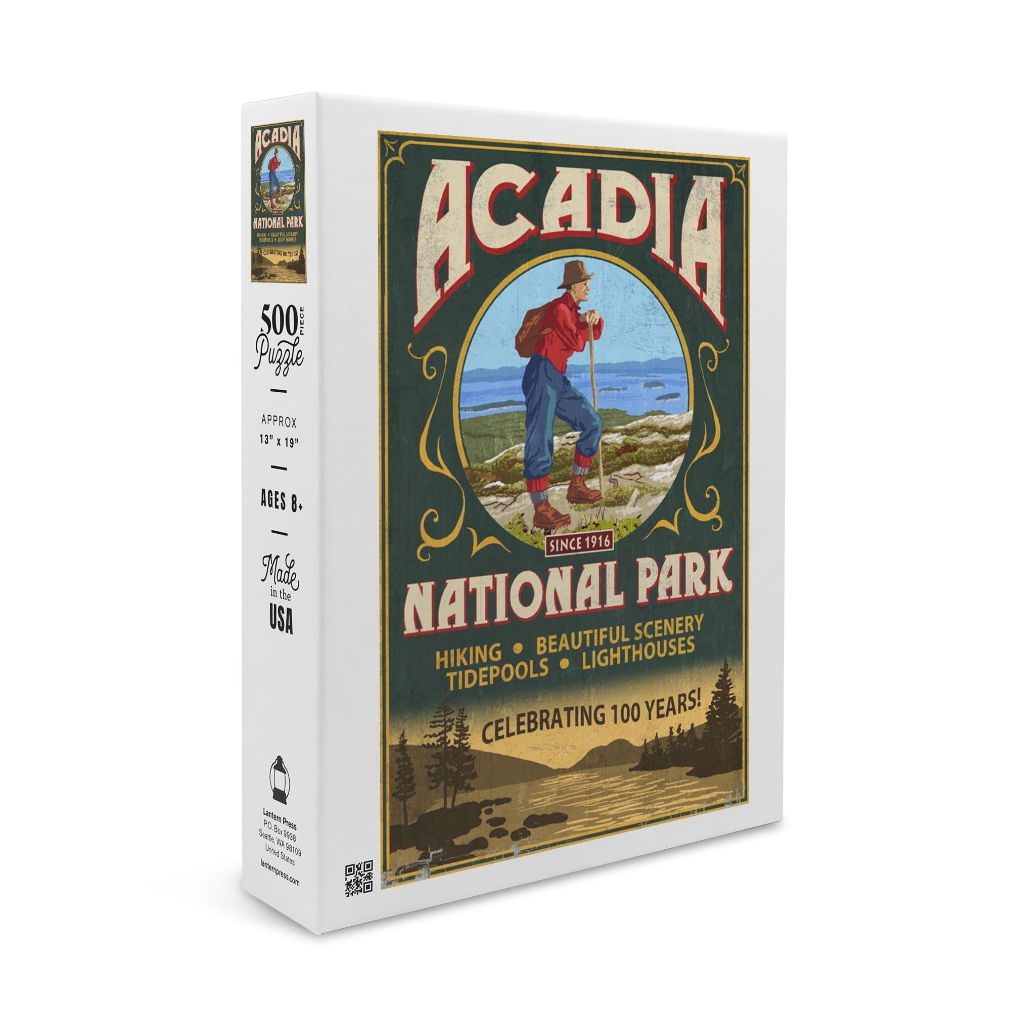 Acadia National Park, Vintage Hiker Sign, Celebrating 100 Years (19x27 ...