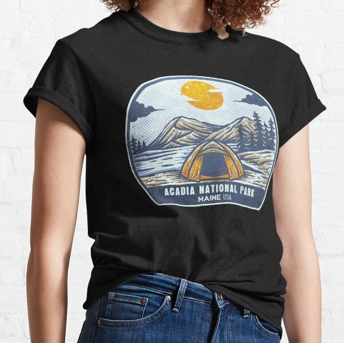 Acadia National Park Vintage Sunset Camp Classic T-shirt - Walmart.com