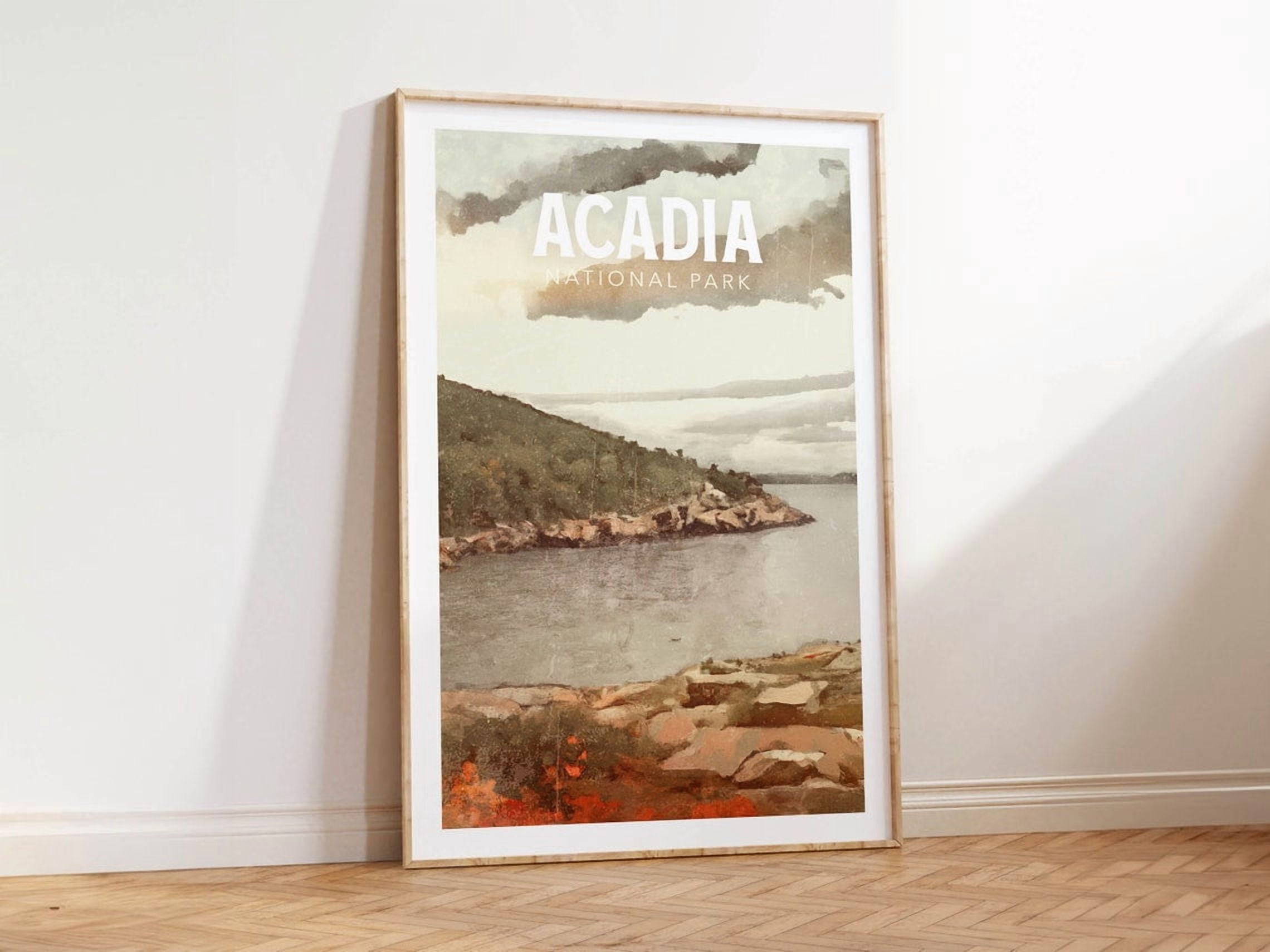 Acadia National Park Vintage Travel Rustic Landscape Art Print Unframed ...
