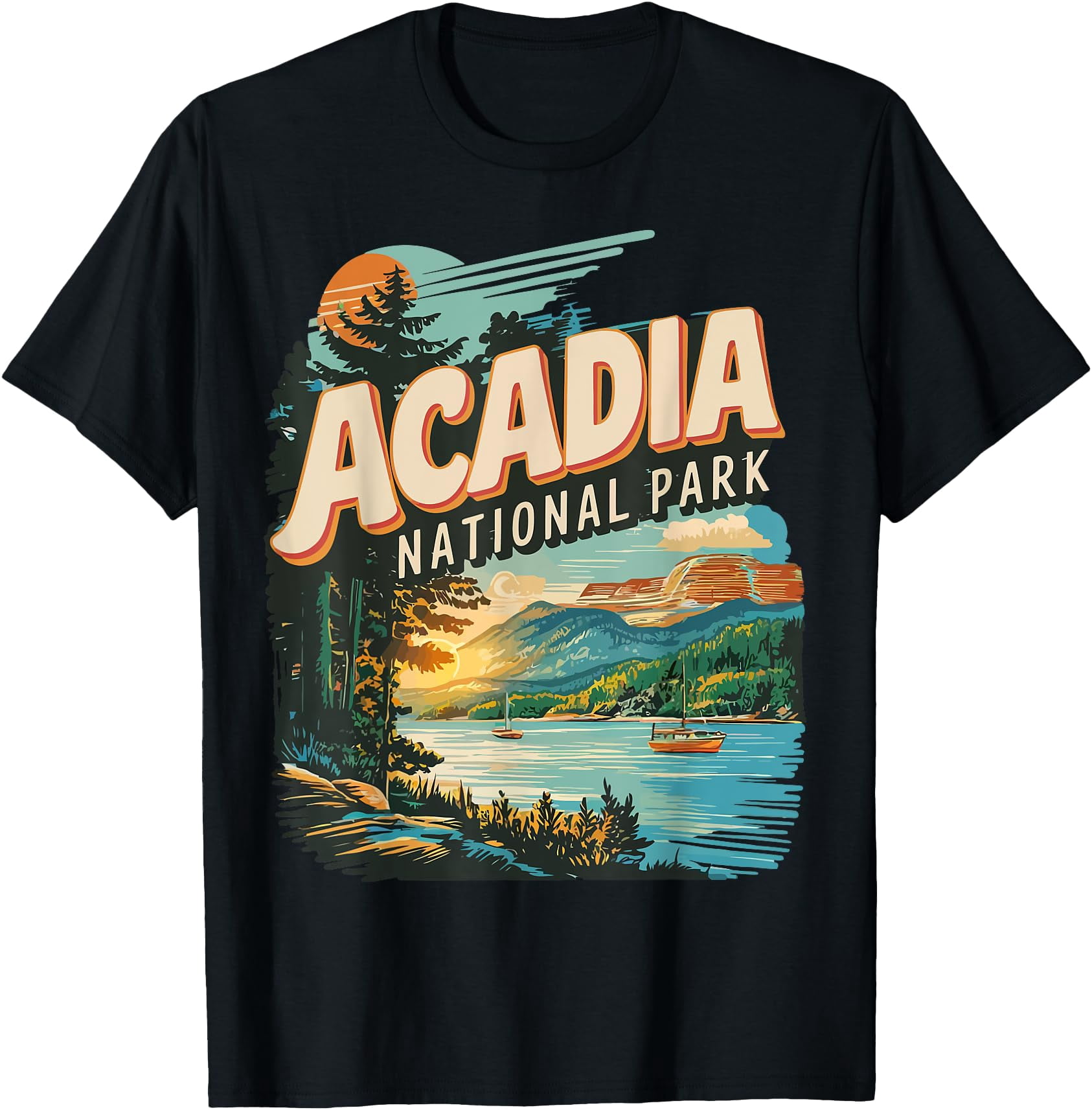 Acadia National Parks Nature Hiking with US Maine Outdoors T-Shirt ...