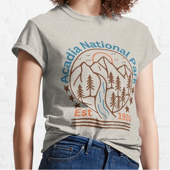 Acadia National State Park Classic Doodle T-shirt Sticker Classic T ...