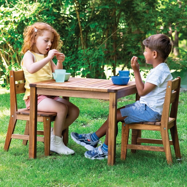 Acadia Outdoor Square Table and Chairs Set: Small Wooden Toddler Table ...