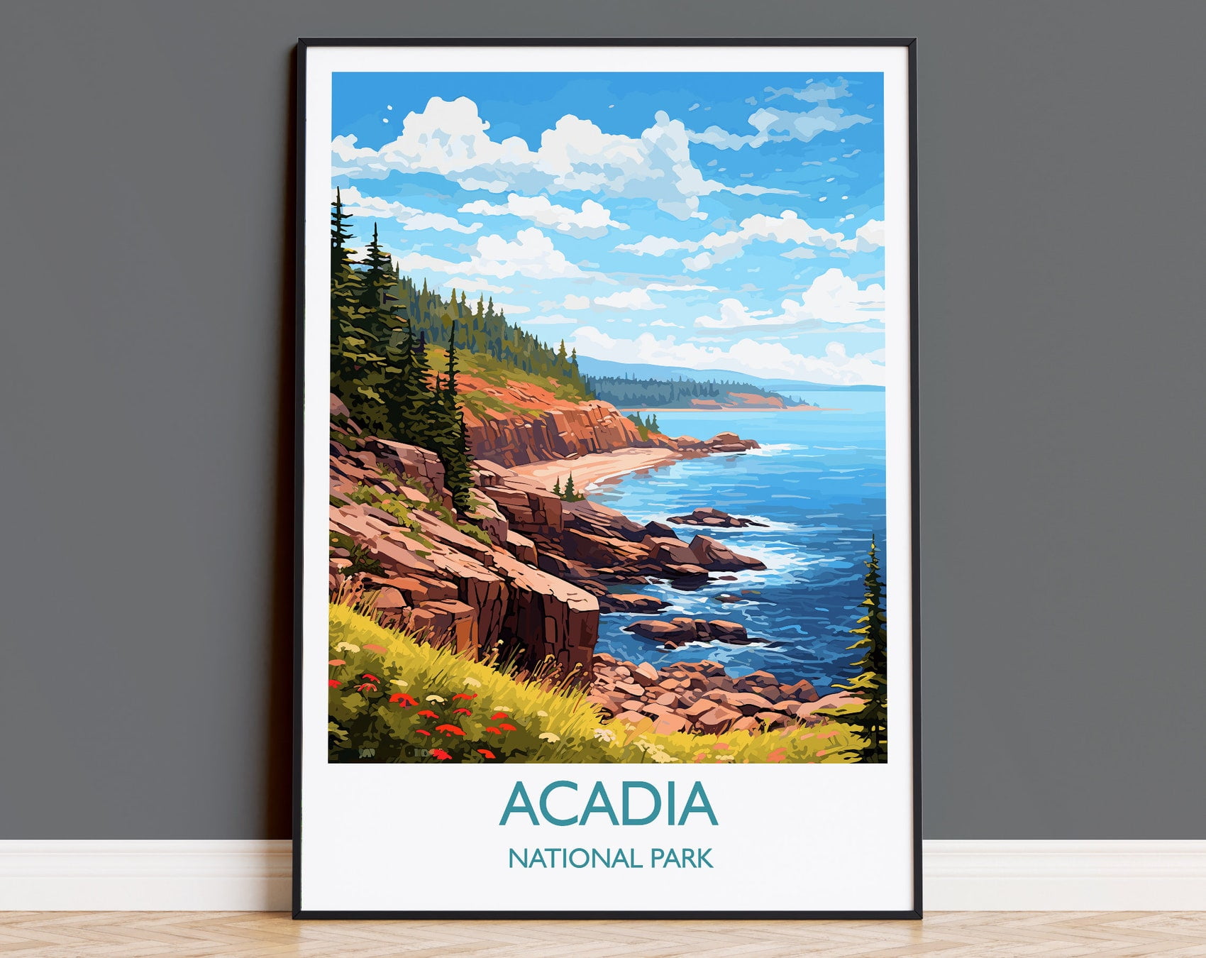 Acadia Travel Print, Travel Poster of Acadia National Park, Maine, USA ...