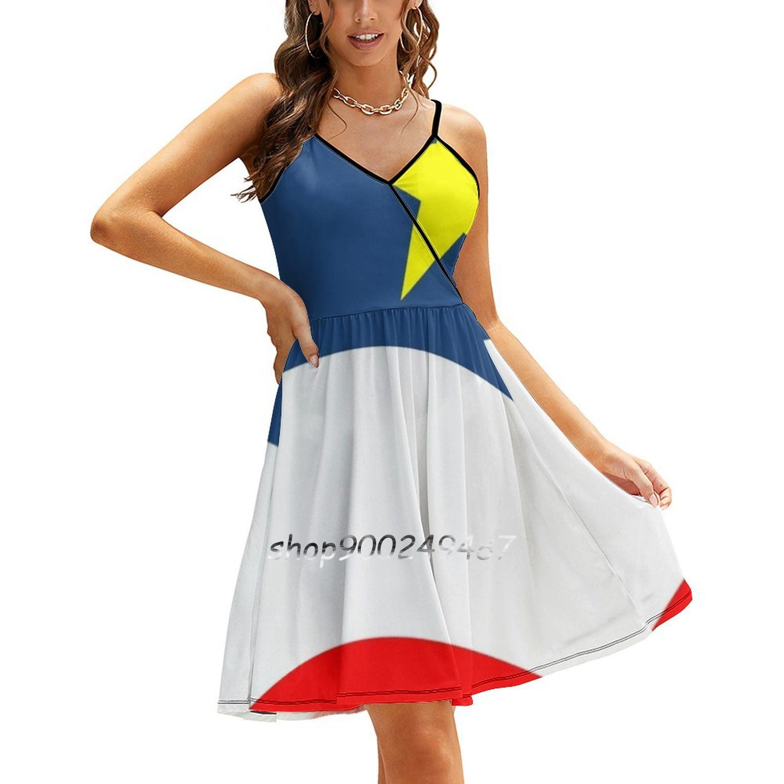 Acadian Flag-Drapeau Acadien Square Neck Dress Cute Loose Print Dresses ...