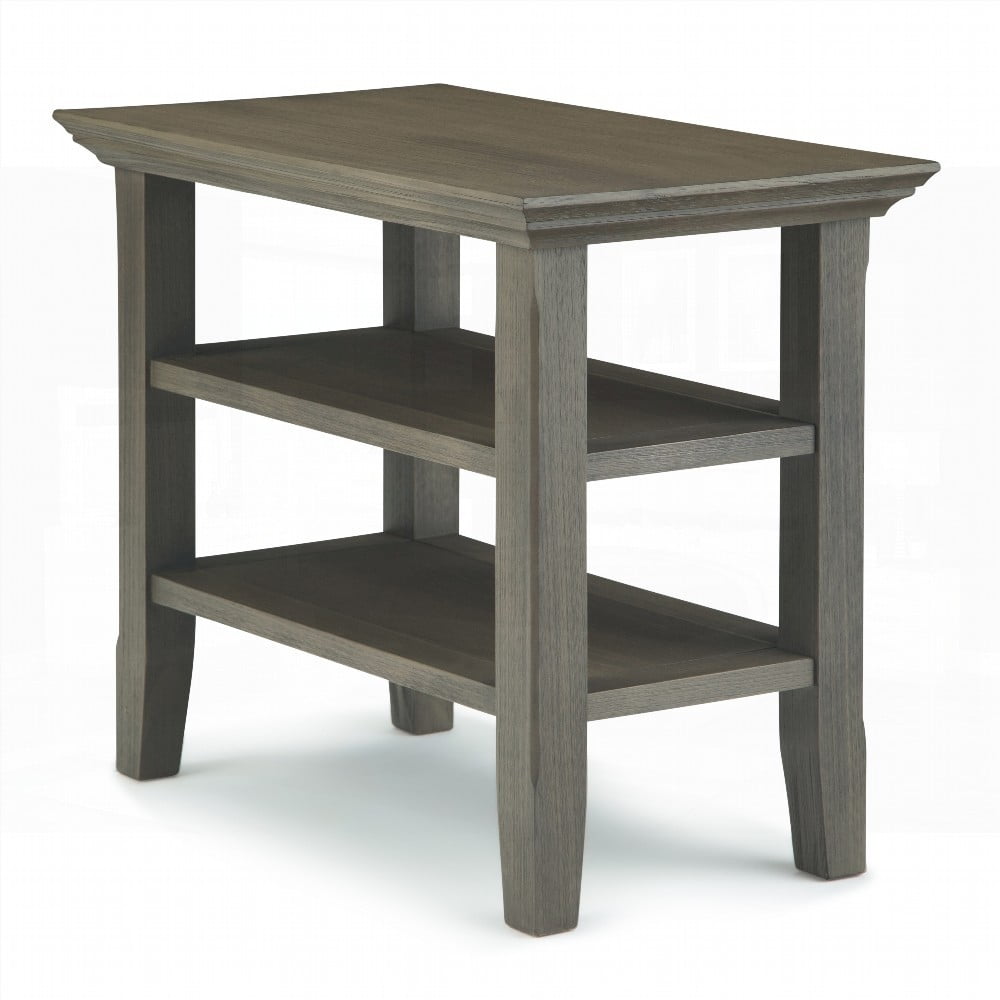 Acadian Solid Wood Narrow Side Table in Farmhouse Grey with Hand ...