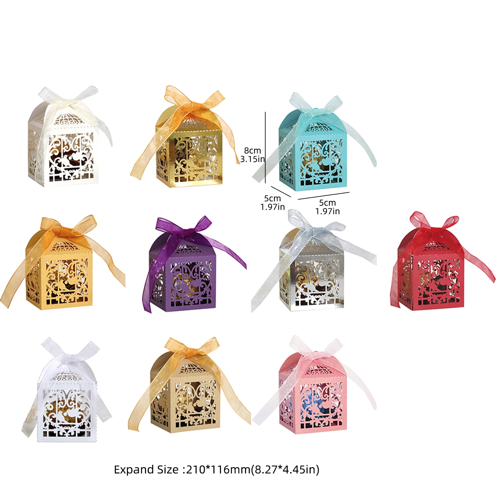 Acahhotxx 100x Cut Wedding Box Wedding Souvenirs Wedding Candy Bag with ...