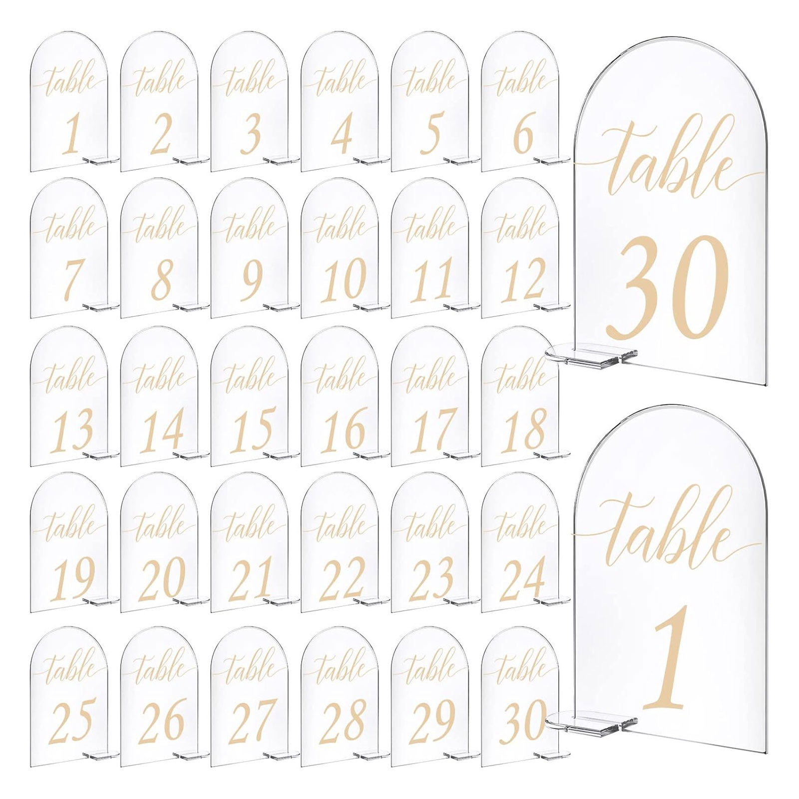 Acahhotxx 30pcs Arched Acrylic Table Sign for Wedding Table Numbers ...