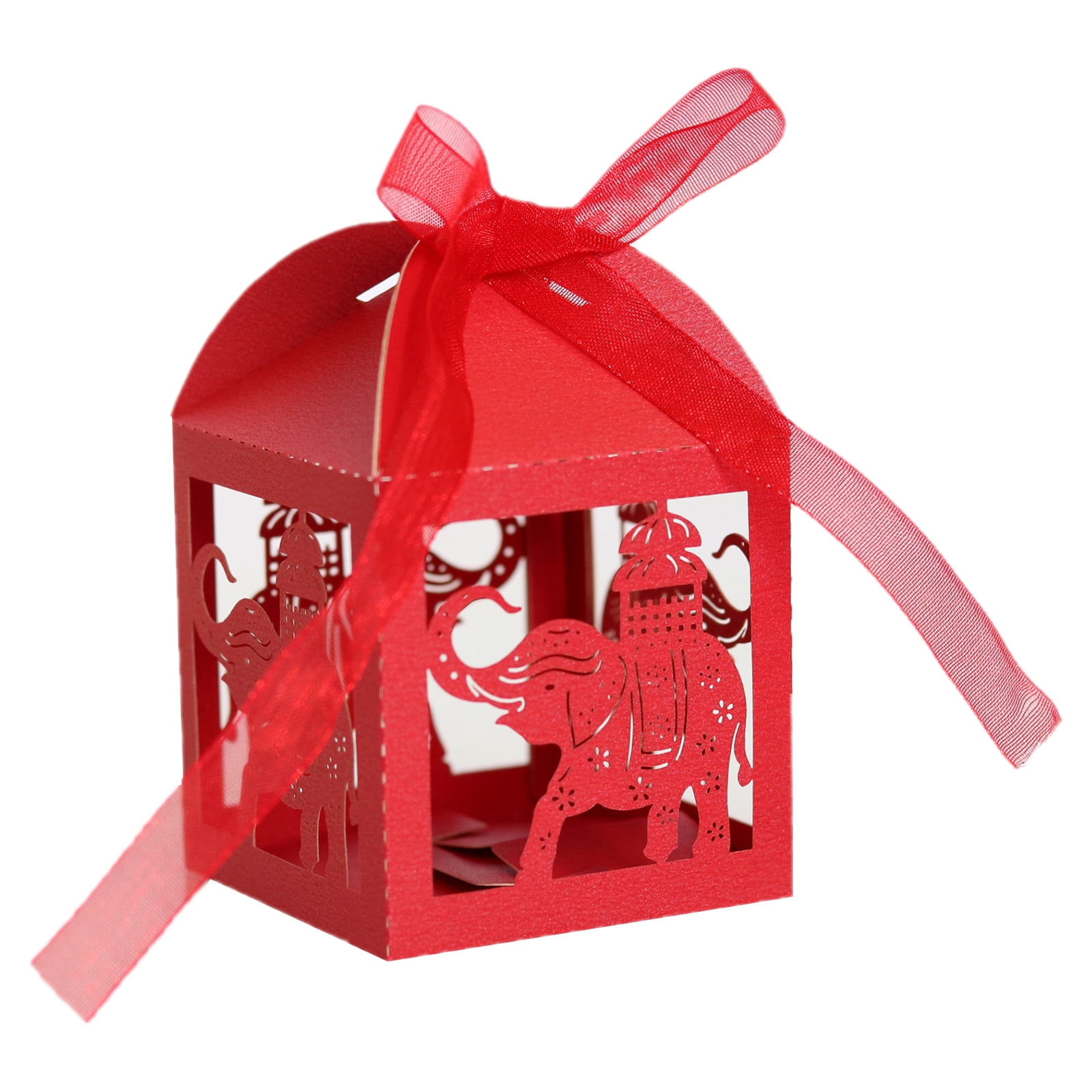 Acahhotxx 50pcs Elephant Candy Boxes Wedding Box Ribbons Chocolate ...