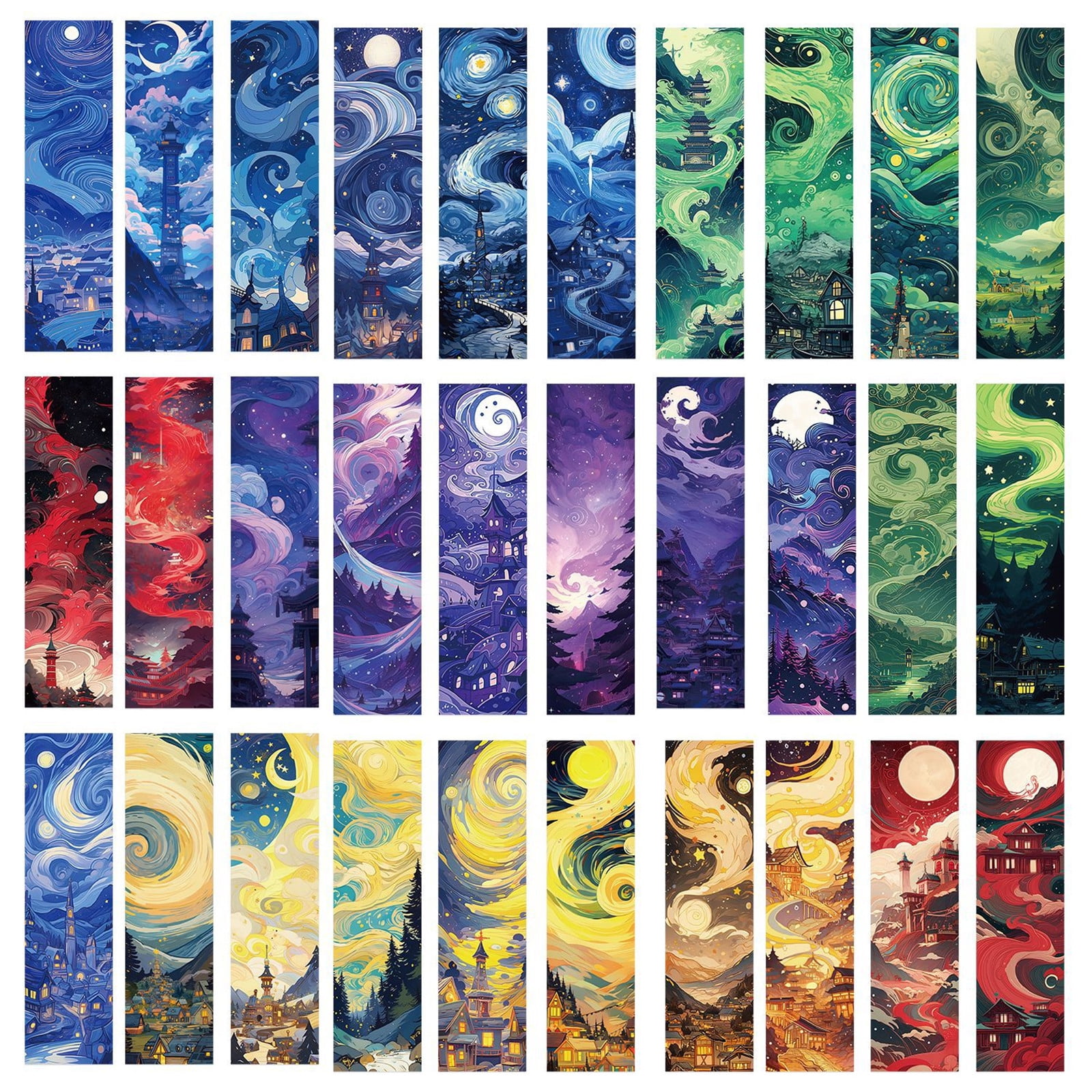 Acahhotxx Book Page Marker, 30Pcs Oil Painting Theme Paper Bookmarks ...