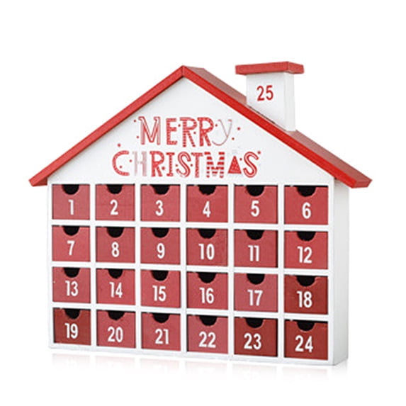 Acahhotxx Christmas Wooden Advent Calendar House with Drawers LED ...