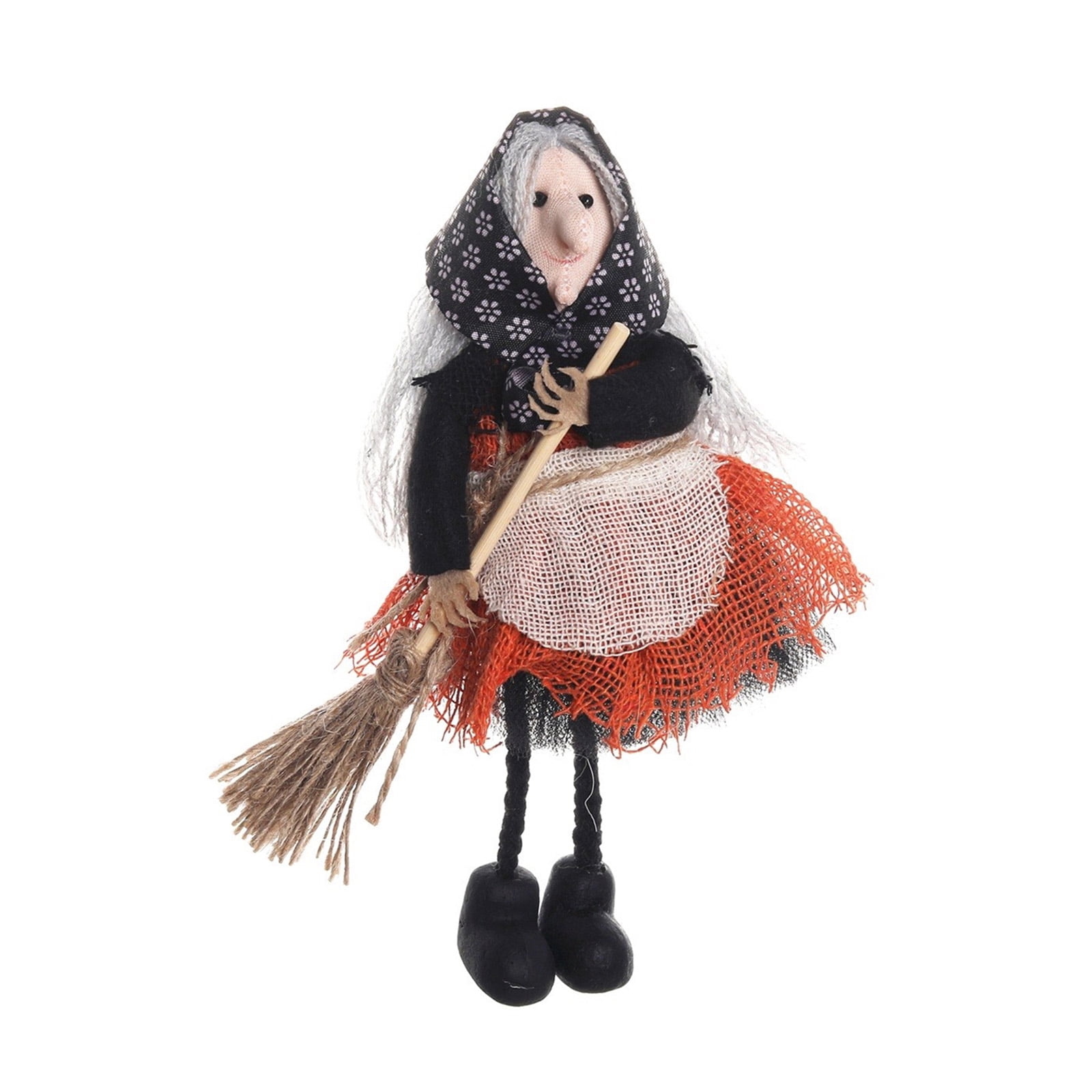 Acahhotxx Eerie Apron Witch with Broom Figure Hanging Dolls Halloween ...