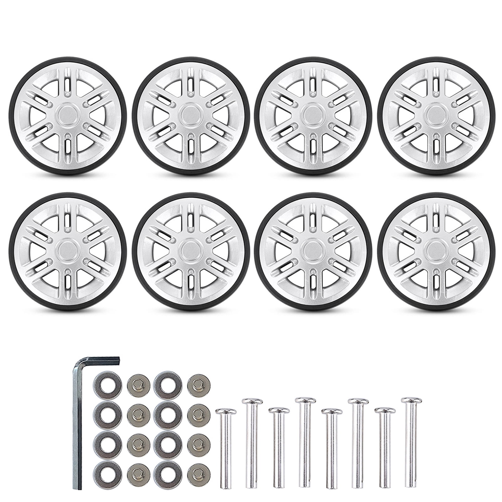 Acahhotxx Luggages Wheels, 8Pcs Luggage Replacement Wheels 60mm Double ...