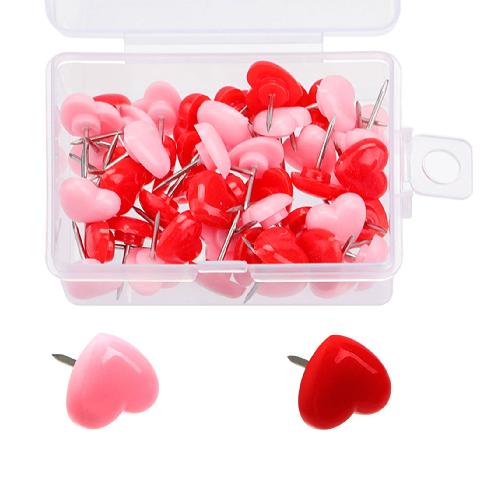 Acahhotxx Push Pins, 50/100/150Pcs Heart Push Pins with Case Decorative ...