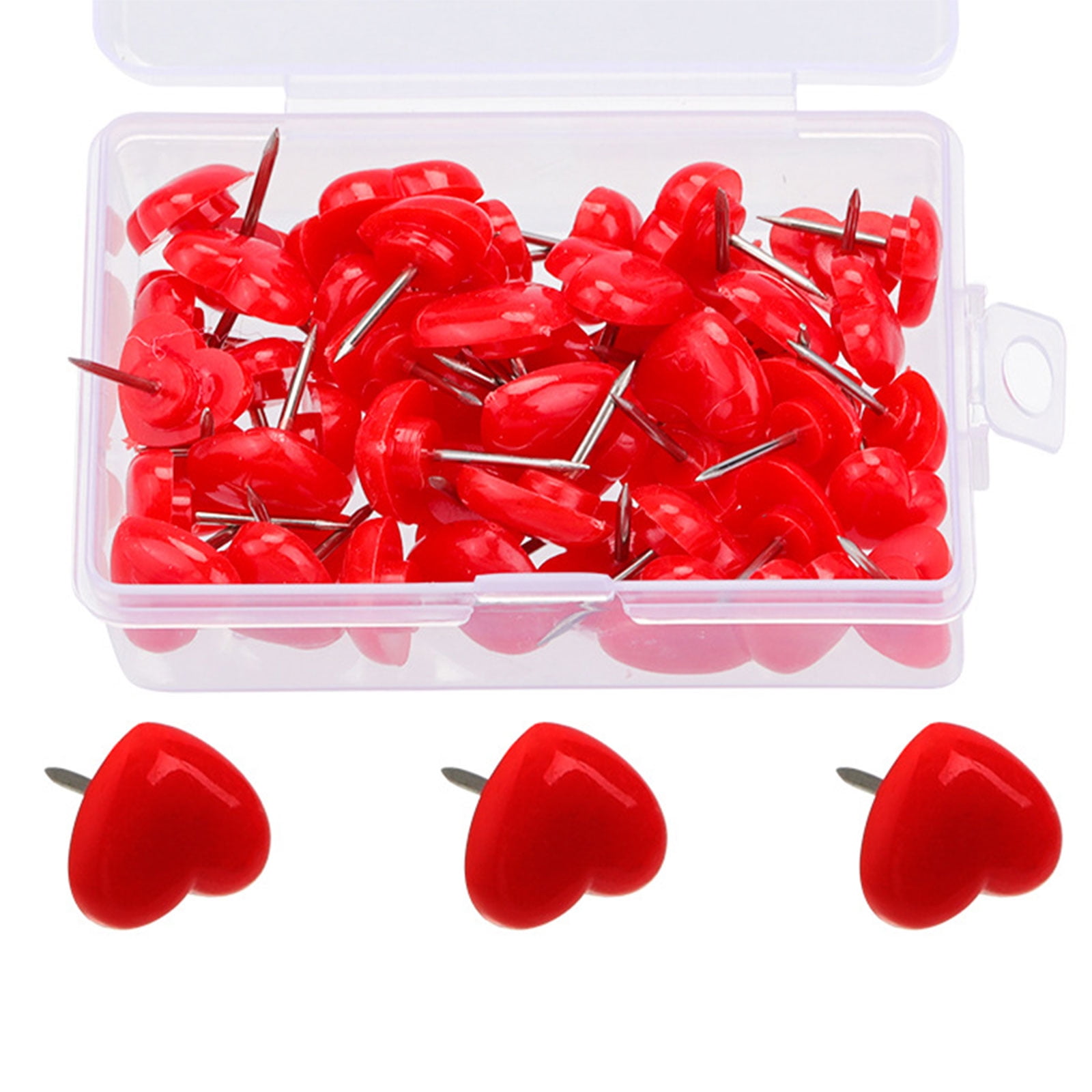 Acahhotxx Push Pins, 50/100/150Pcs Heart Push Pins with Case Decorative ...