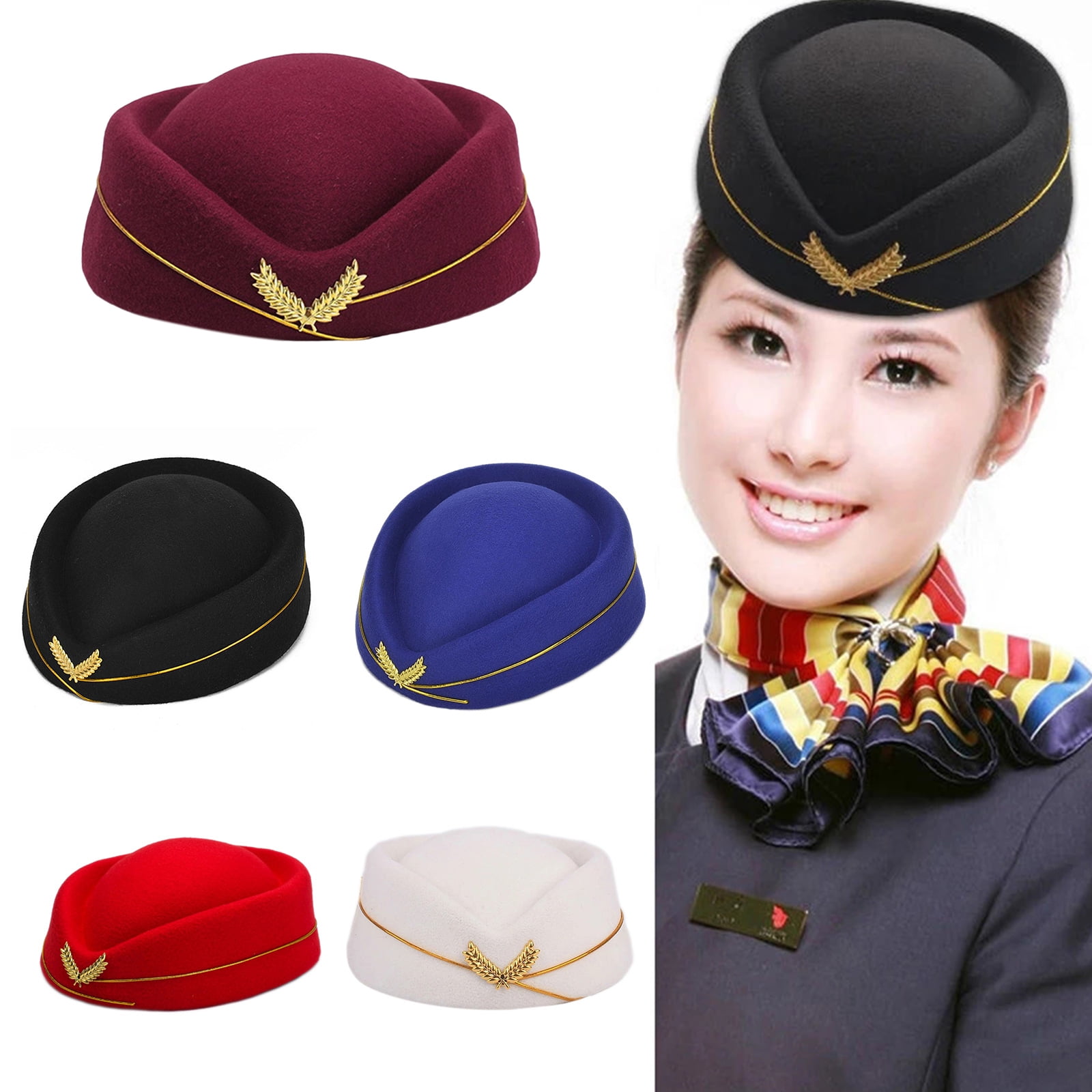 Acahhotxx Stewardess Hat, Stewardess Hat Hat Women Air Hostesses Hat ...