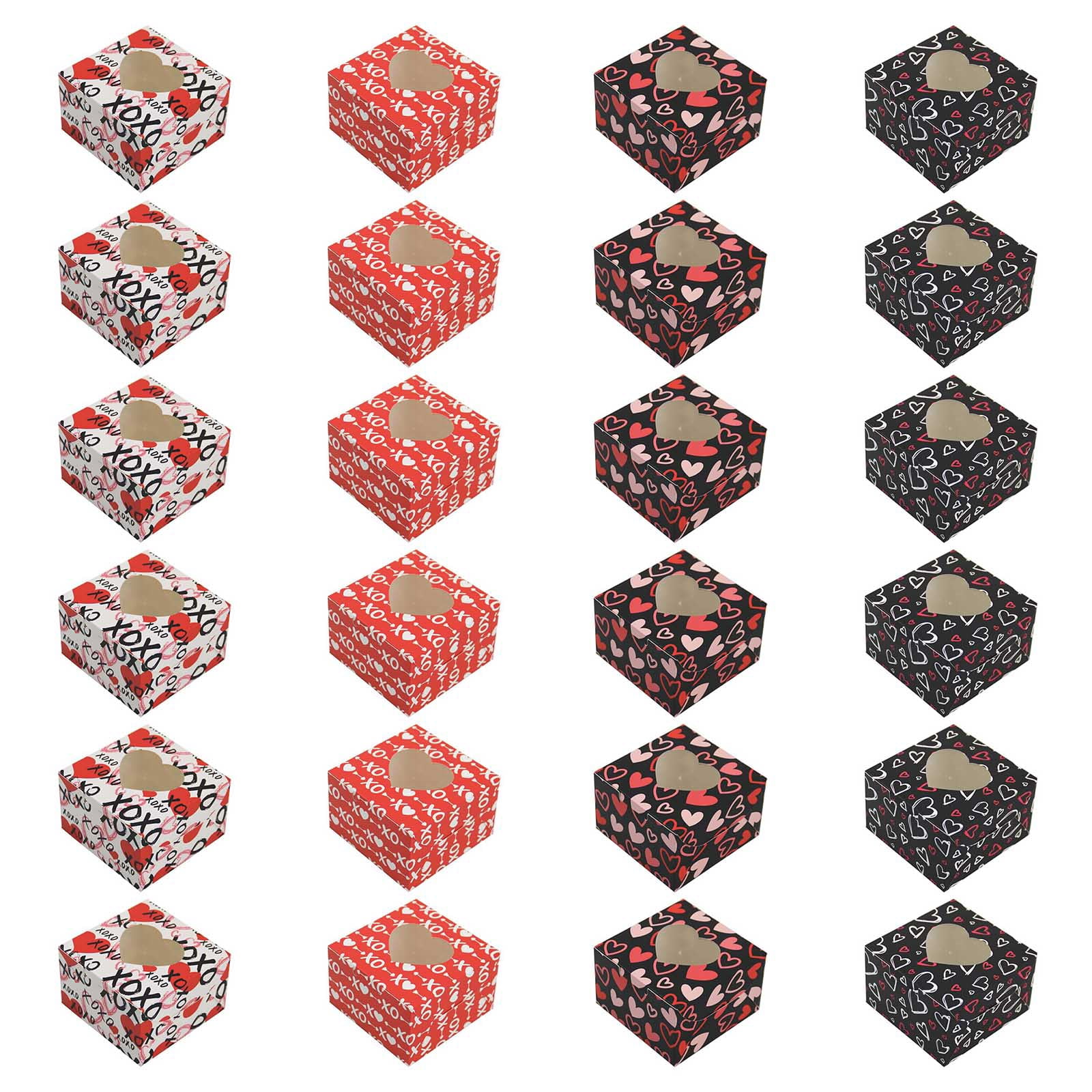 Acahhotxx Treat Boxes Heart Window Cookie Boxes Goodie Bag Boxes ...