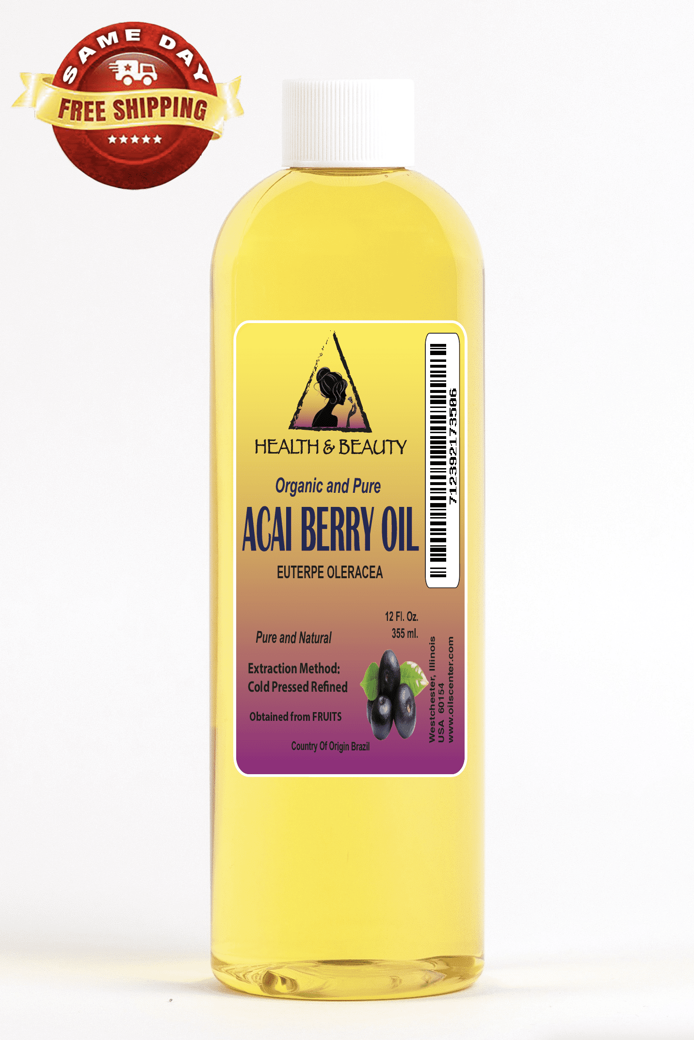 Acai Berry Oil Refined Organic Cold Pressed Premium Natural Pure 12 oz ...