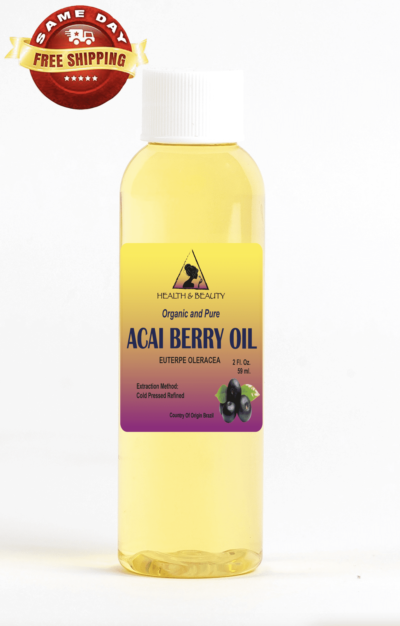 Acai Berry Oil Refined Organic Cold Pressed Premium Natural Pure 2 oz ...