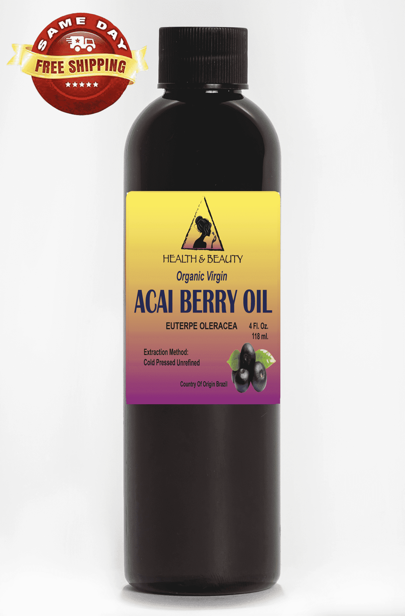 Acai Berry Oil Unrefined Organic Virgin Cold Pressed Pure 4 oz ...