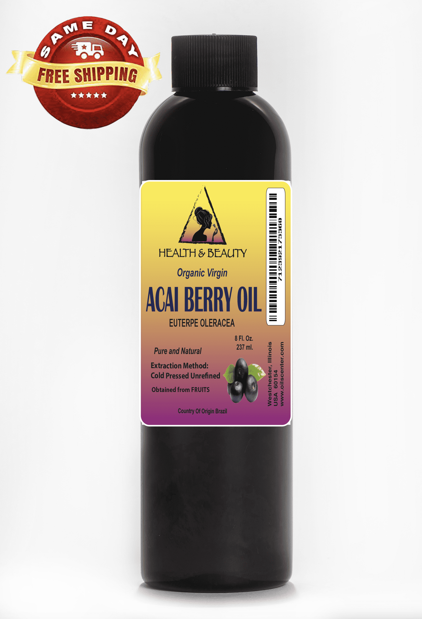 Acai Berry Oil Unrefined Organic Virgin Cold Pressed Pure 8 oz ...