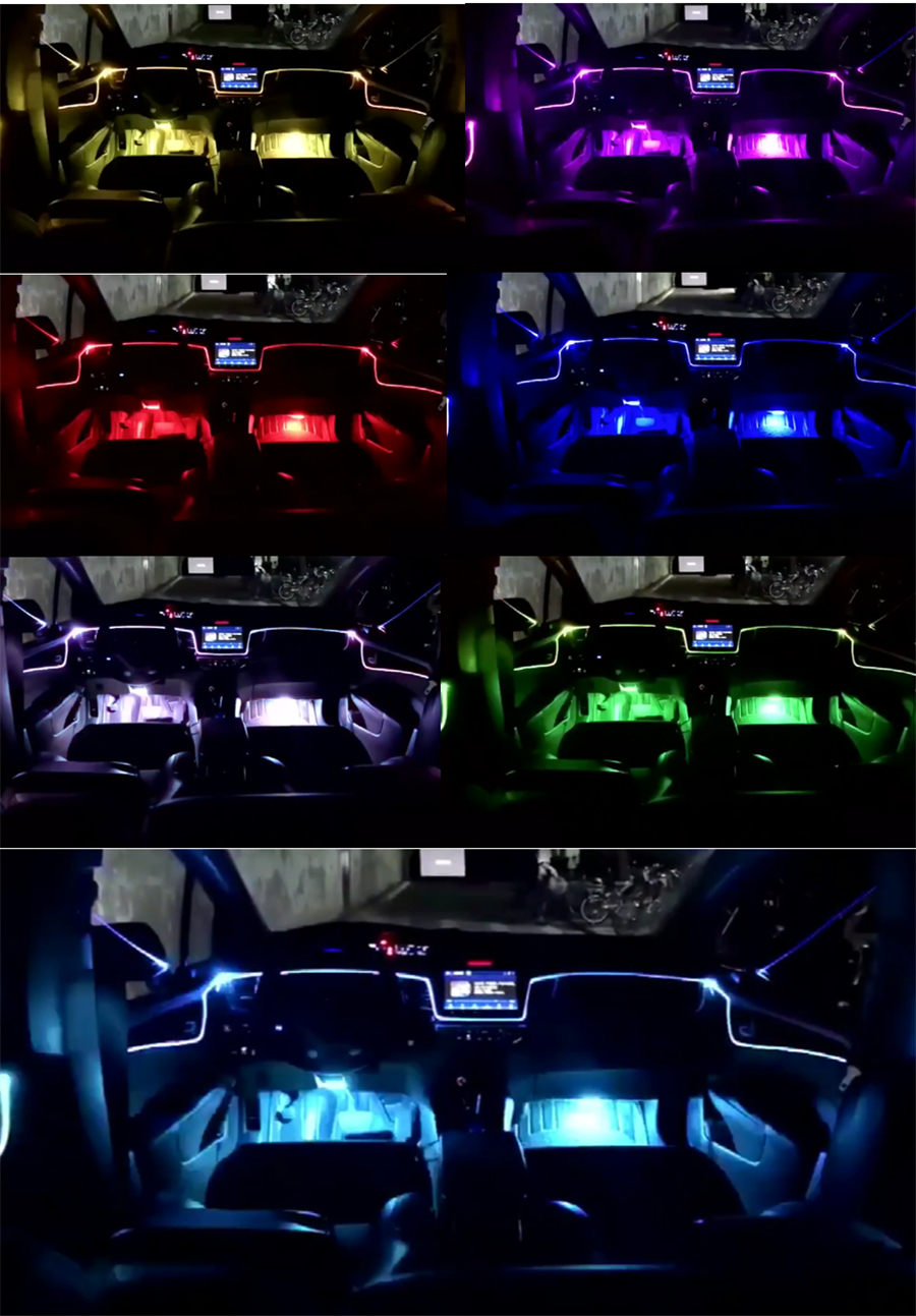 Acaige 9 in 1 RGB 6M Car Interior Decor Fiber Optical Strip Light ...