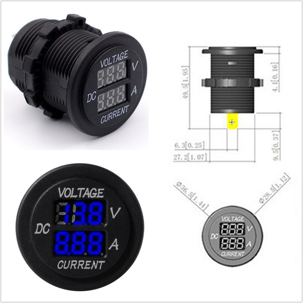 Acaige Blue LED Amp Dual Digital Voltmeter Ammeter Volt Meter Gauge for ...