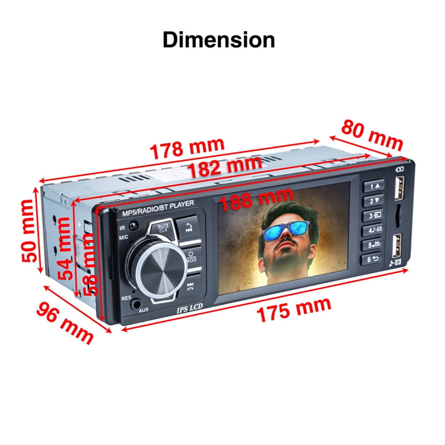 Acaige Car 3.8" Radio FM MP5 IPS Screen Bluetooth AUX IN Player USB TF ...