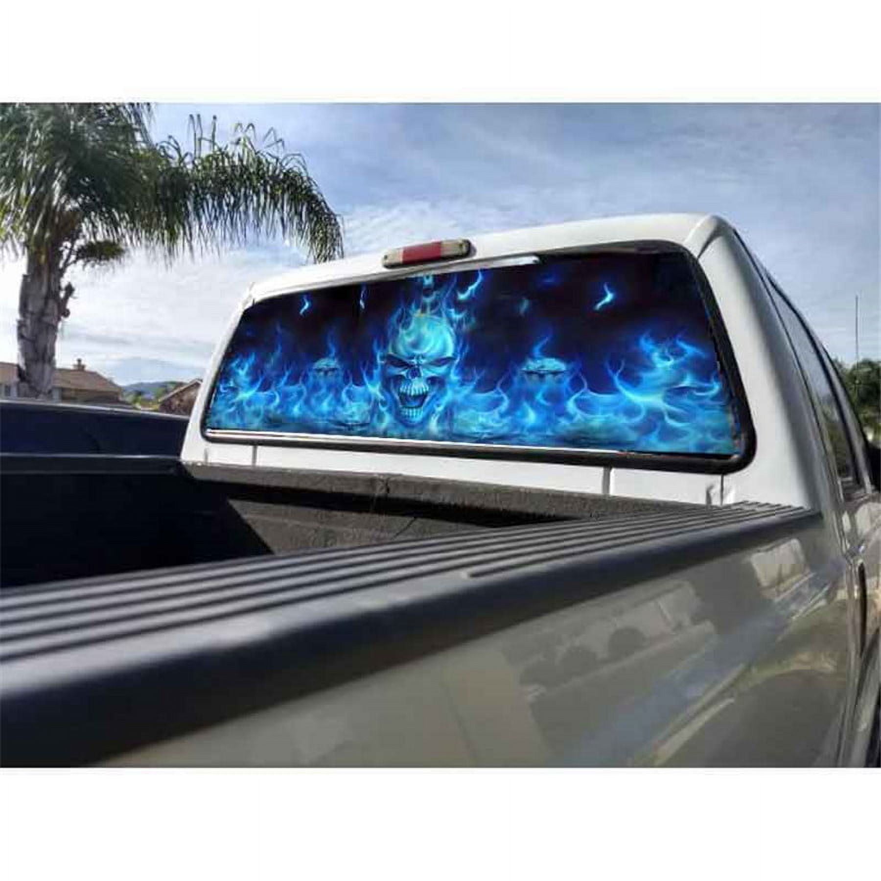 Acaige Rear Window Flaming Skull Cool Sticker Rear Window Sticker for ...