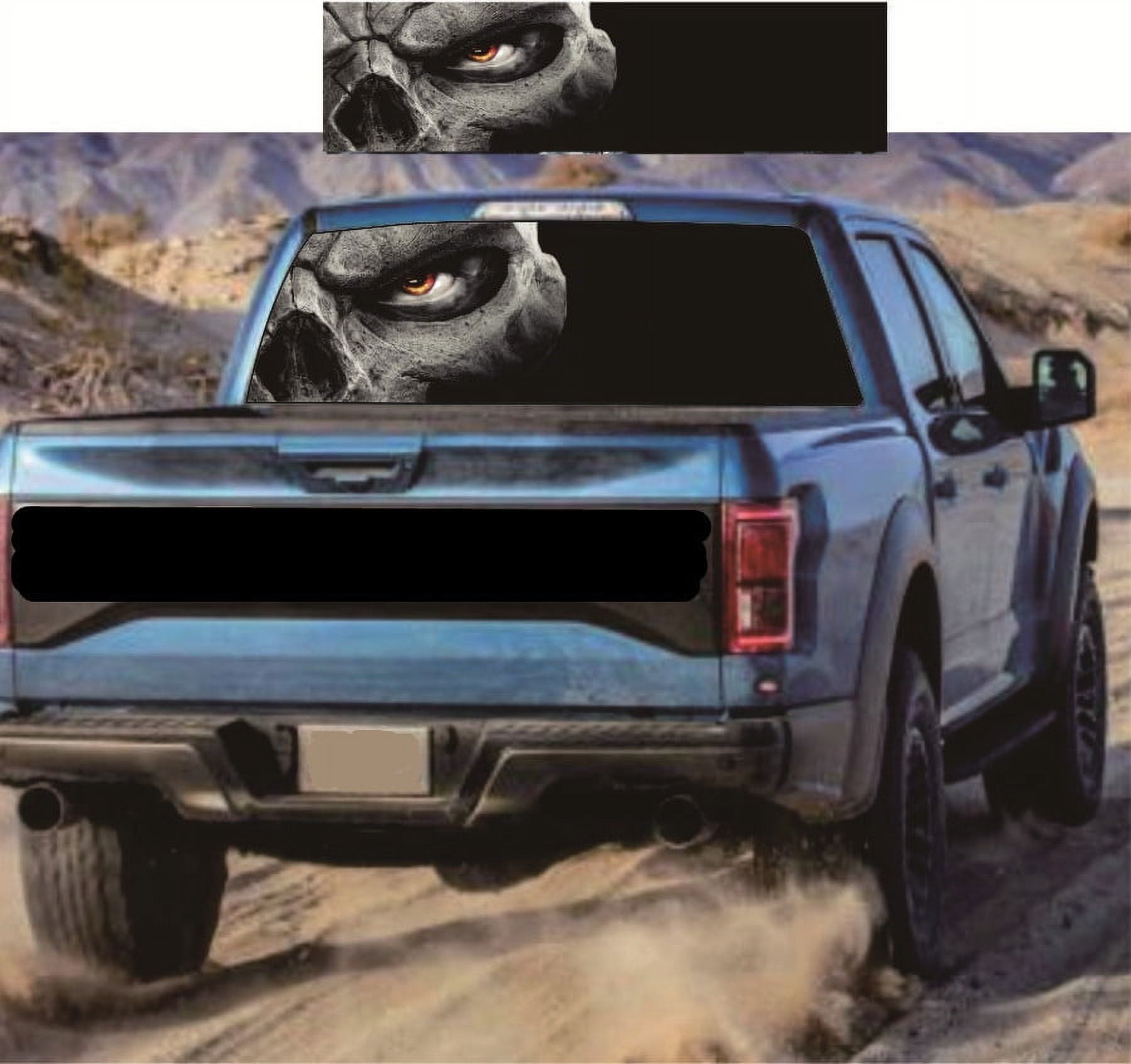 Acaige Skull Rear Window Sticker Perforated Window Graphic Sticker For ...