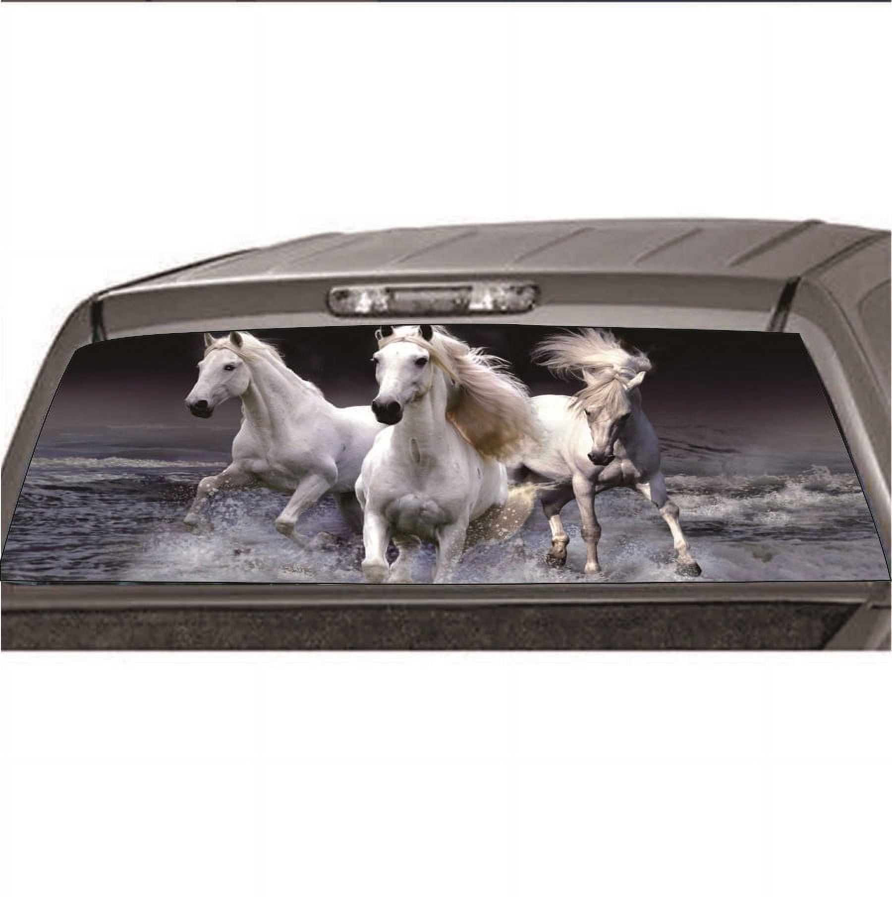 Acaige Universal 53"*14" Car Rear Window White Horse Sticker Decal for ...