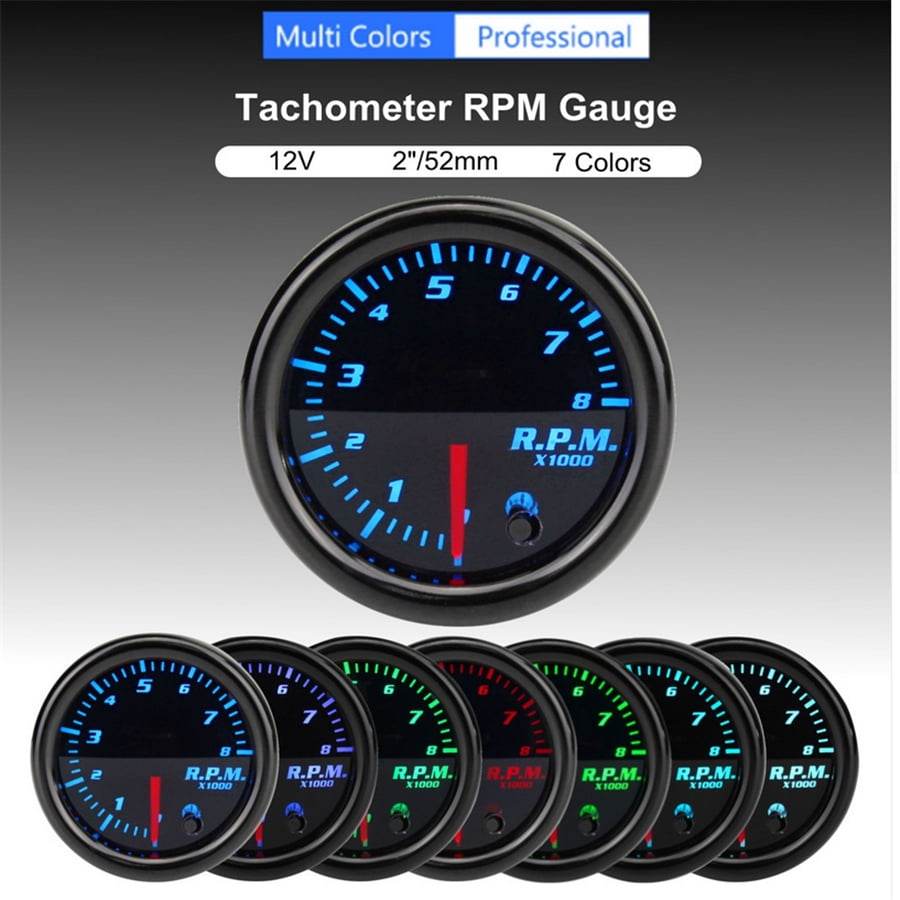 Acaigel Universal 2 Inch 52Mm Tachometer Tach Rpm Gauge Digital 7 Color ...