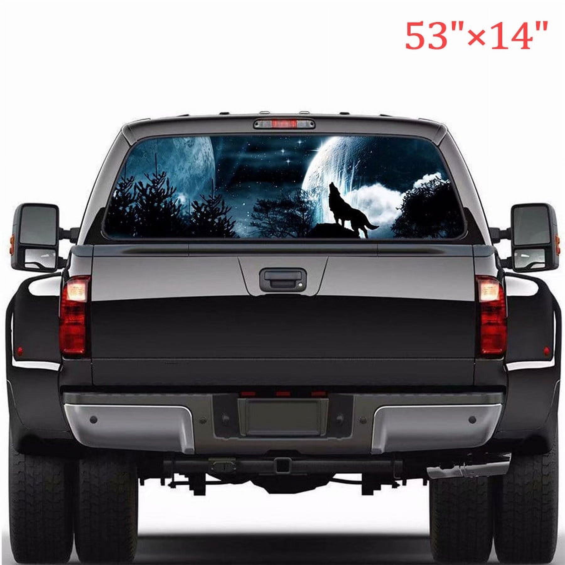 Acaigel Universal 53"*14" Car Rear Window Tailgate Wolf Howling Moon ...