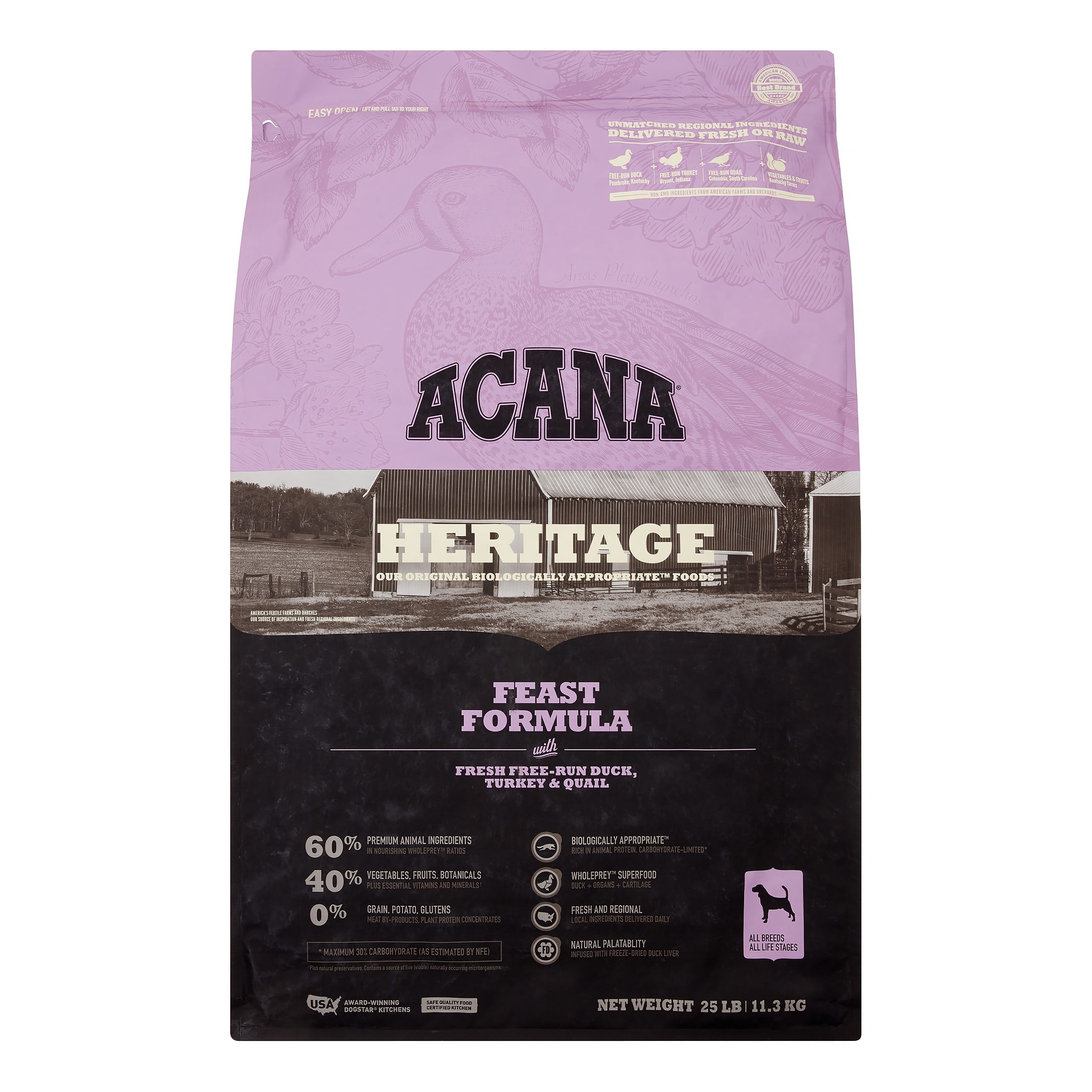 Acana Heritage Grain-Free Feast Dry Dog Food, 25 lb - Walmart.com