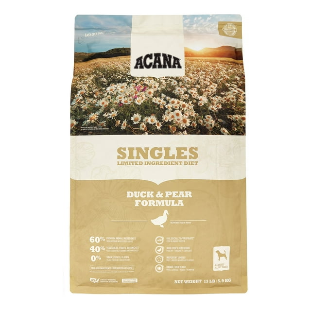Acana Singles Grain-Free Duck & Pear Dry Dog Food, 13 lb - Walmart.com