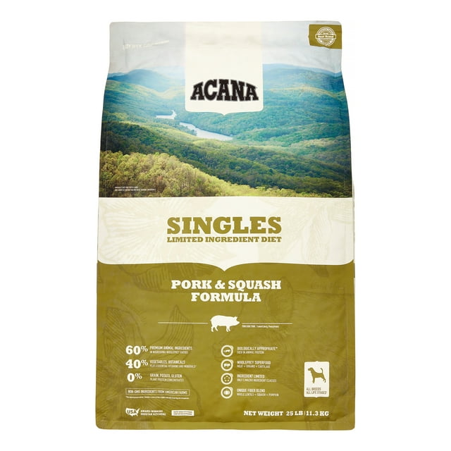 Acana Singles Grain-Free Pork & Squash Dry Dog Food, 25 lb - Walmart.com