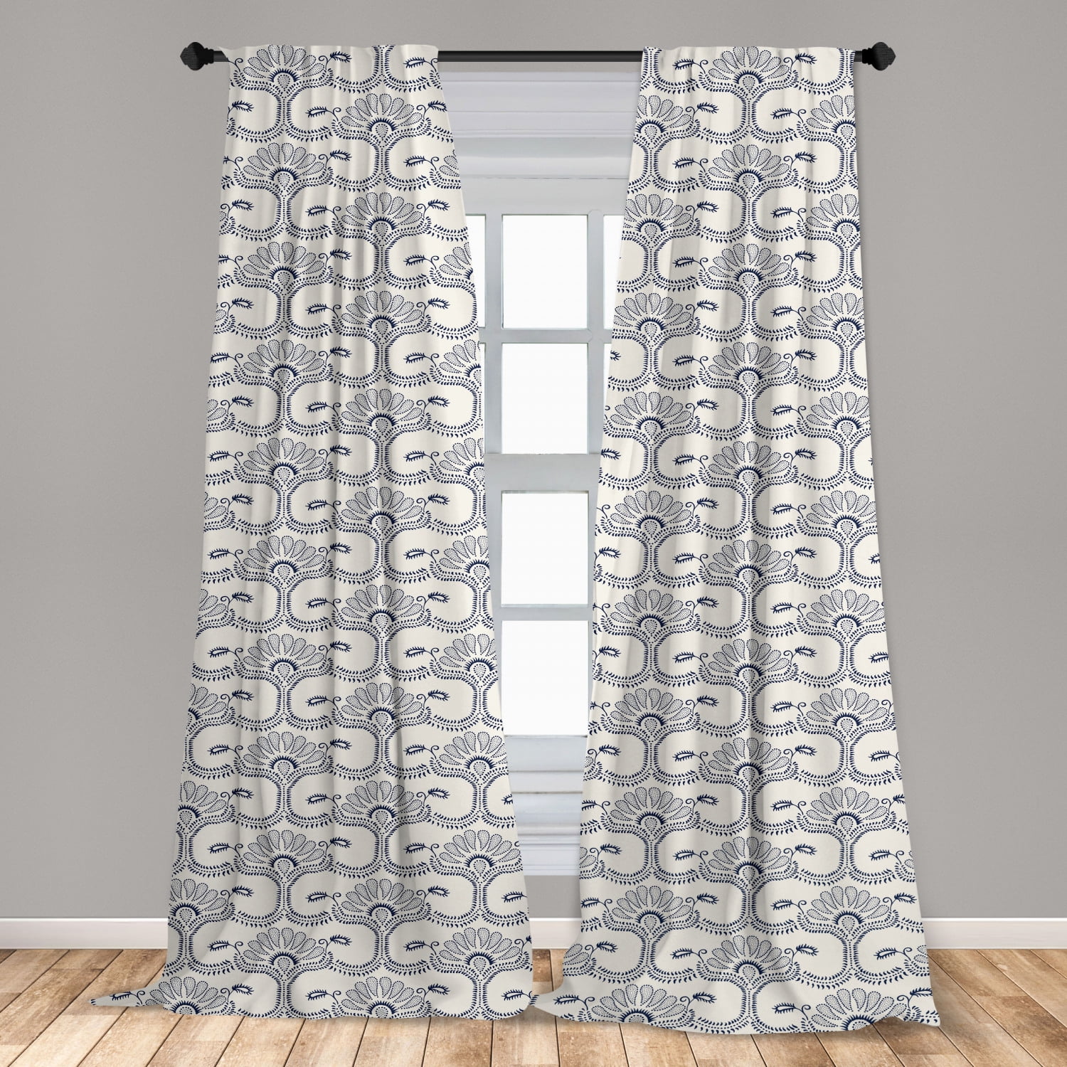 Ambesonne Acanthus Curtains, Antique Dotwork Motif Art, Pair of 28"x63 ...