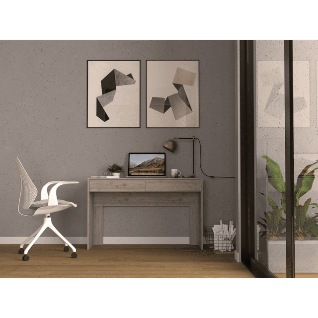 Acanto 2-Drawer Computer Desk with 2 Handleless Drawers and Corner Legs ...