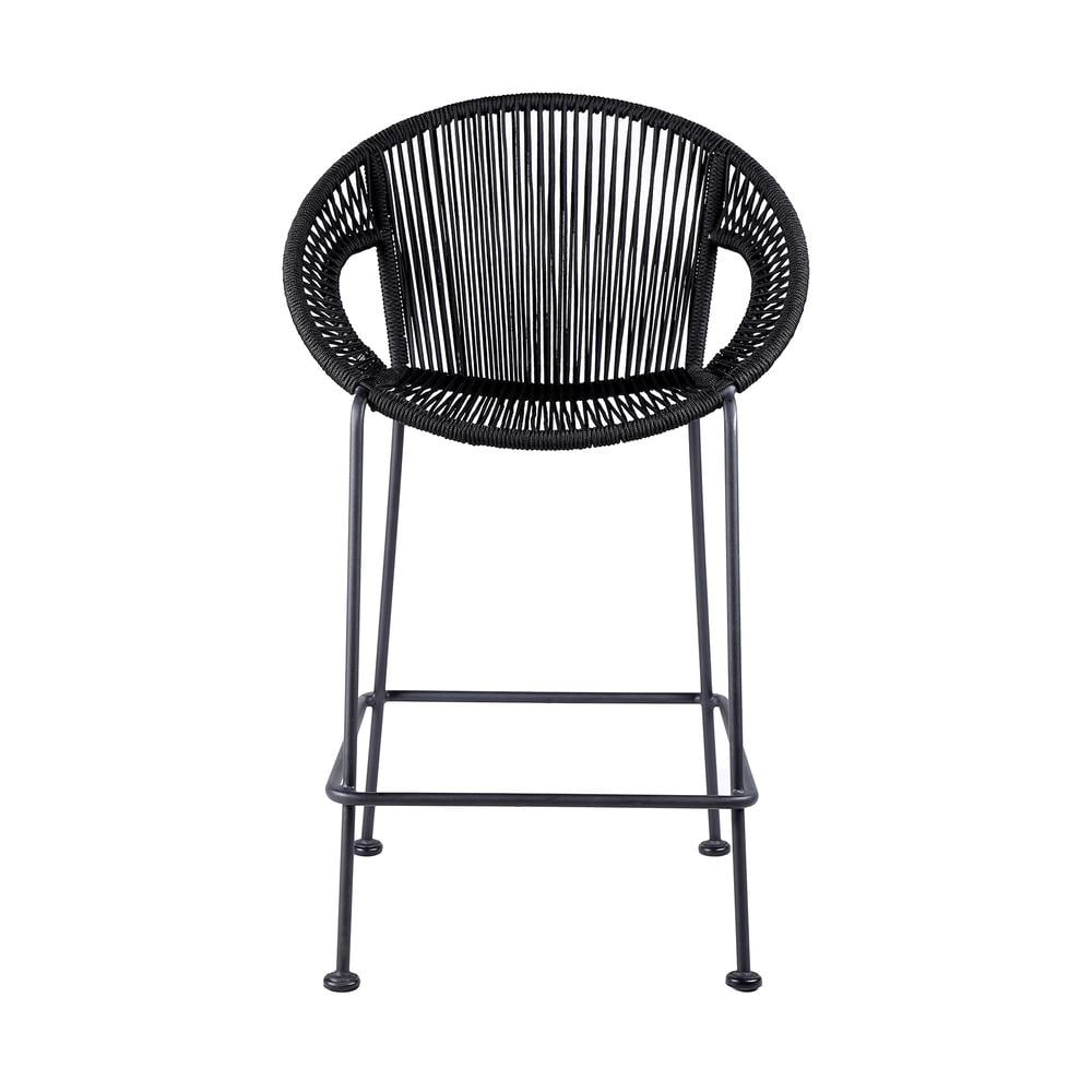 Acapulco 26" Indoor Outdoor Steel Bar Stool with Black Rope - Walmart.com