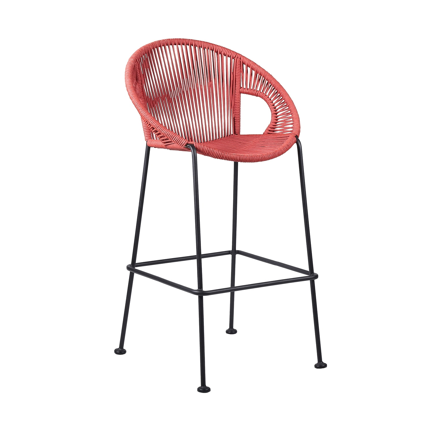 Acapulco 30" Indoor Outdoor Steel Bar Stool with Brick Red Rope ...