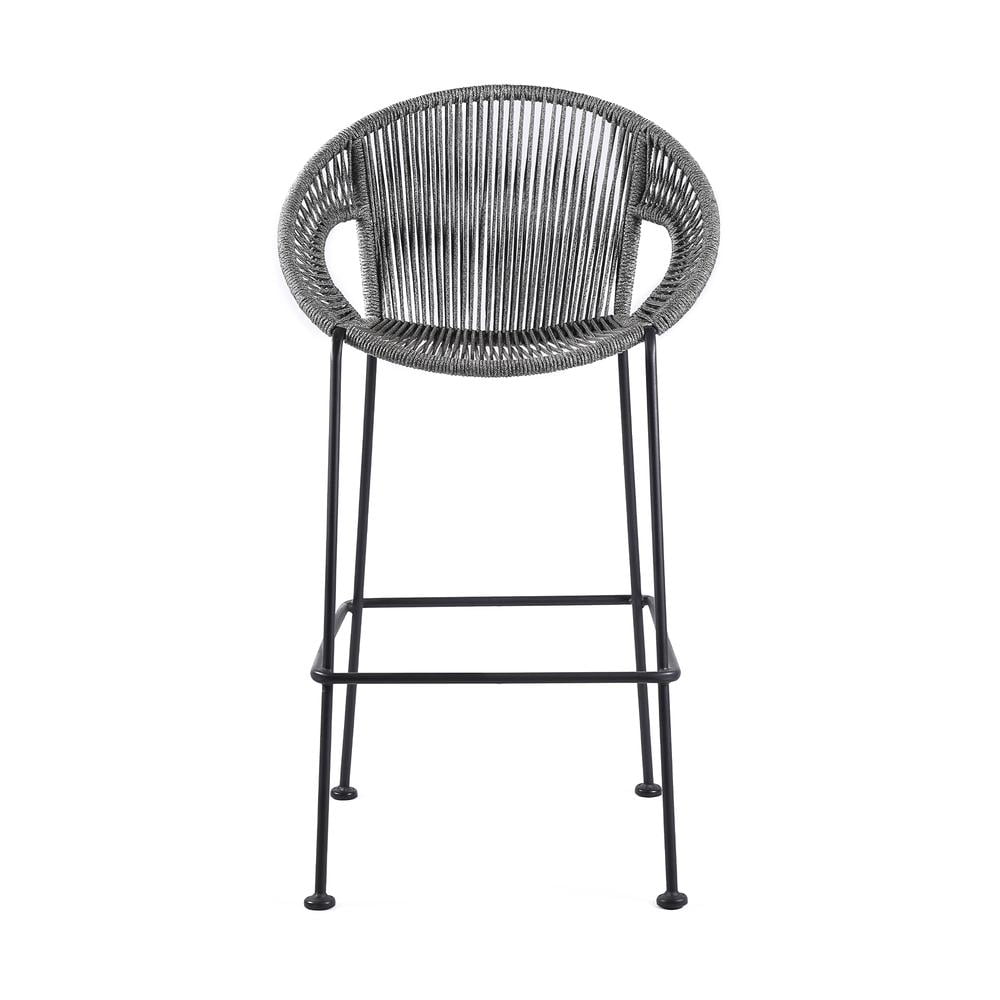 Acapulco 30" Indoor Outdoor Steel Bar Stool with Gray Rope - Walmart.com