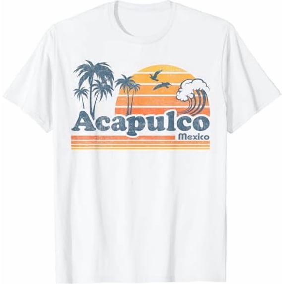 Acapulco Mexico Beach Summer Vacation Sun Vintage 70's Retro T-Shirt ...