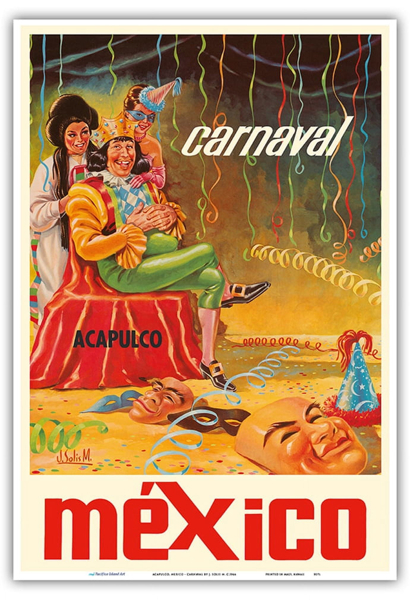 Acapulco Mexico - Carnaval - Vintage Carnival Poster by J. Solis M. c ...