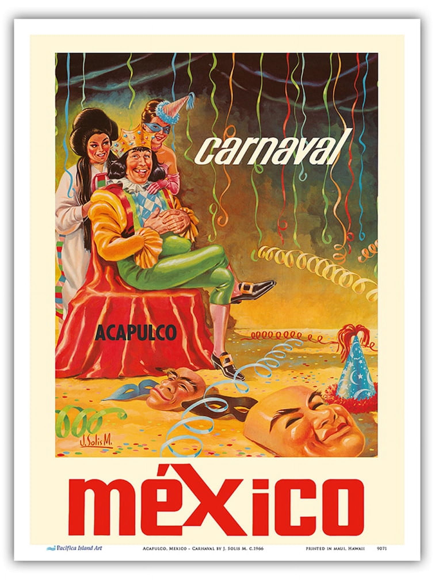 Acapulco Mexico - Carnaval - Vintage Carnival Poster by J. Solis M. c ...
