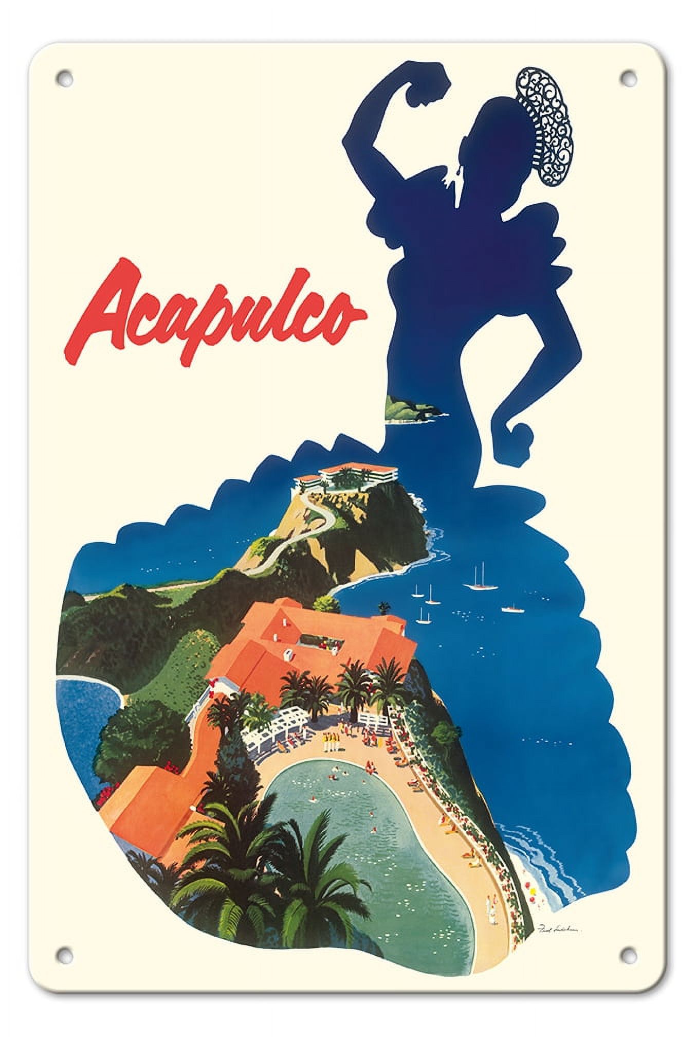 Acapulco Mexico - Dancer Silhouette - Vintage Airline Travel Poster by ...