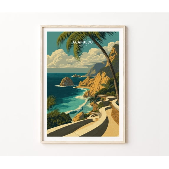 Acapulco Mexico Pacific Coast Bay Resort City Wall Art, Unframed Paper ...