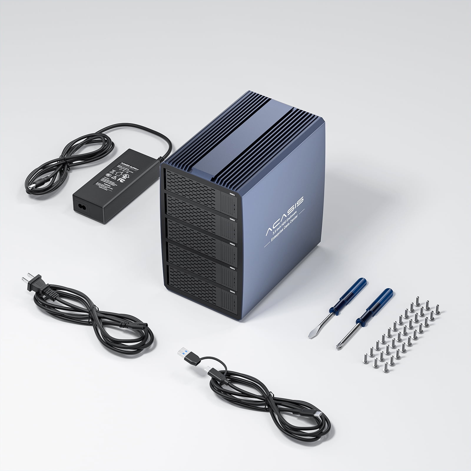 Acasis 5 Bays External Hard Drive Enclosure, 5GBS ,8 Raid Aluminum ...