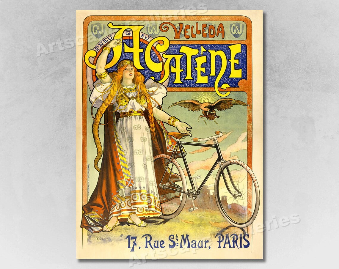 Acatene Bicycles 1890's Paris Advertising, Unframed Canvas - Walmart.com