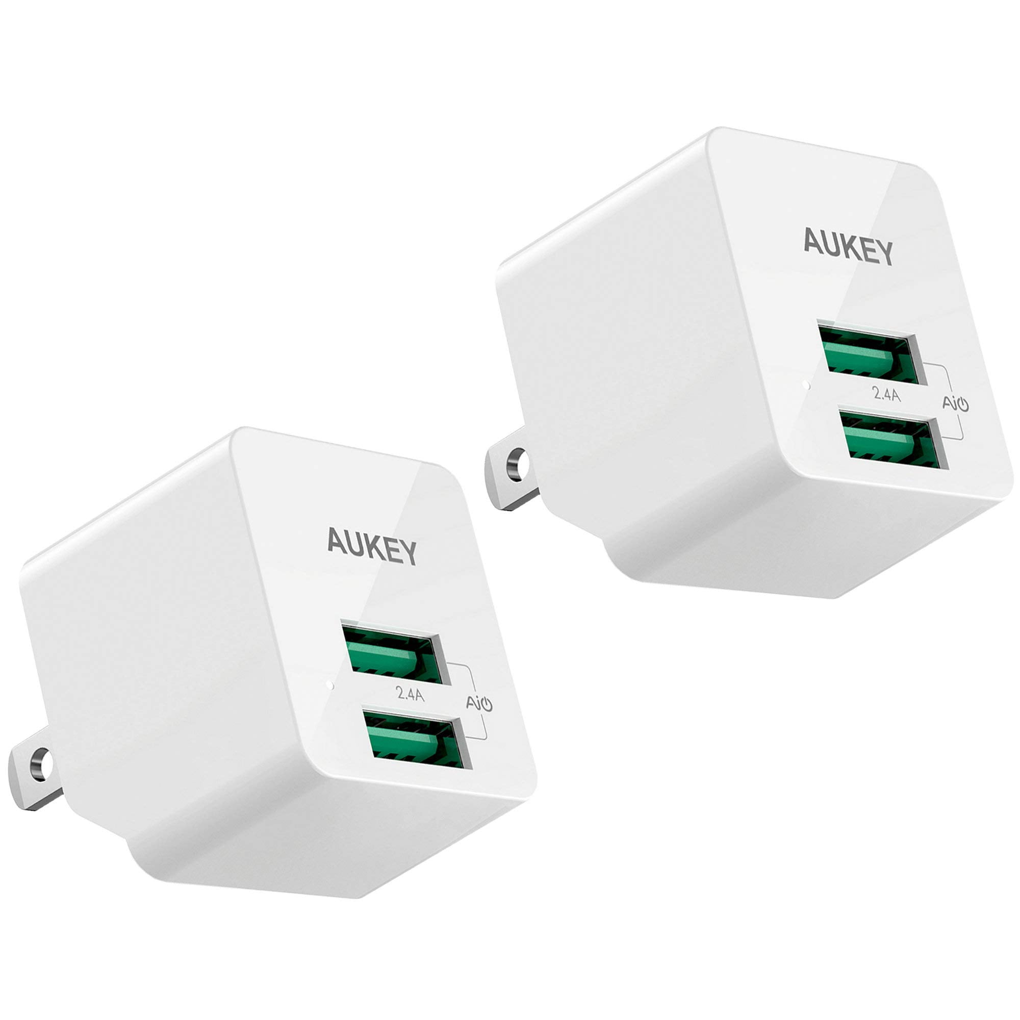 AUKEY 2-Pack Ultra-Compact Dual-Port USB Wall Chargers for Mobile ...