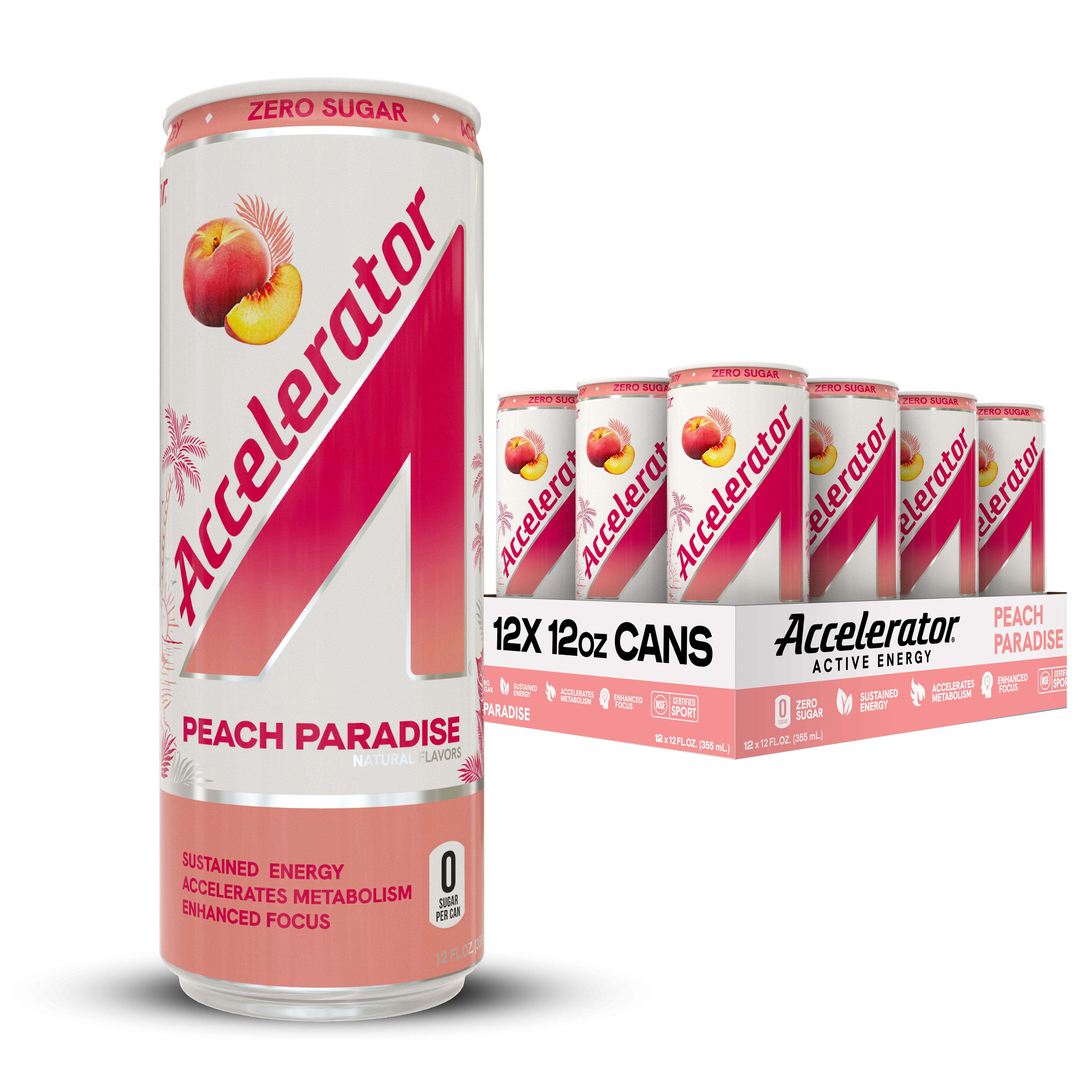 Accelerator Peach Paradise Energy Drink, 12pack, 12 fl oz cans ...