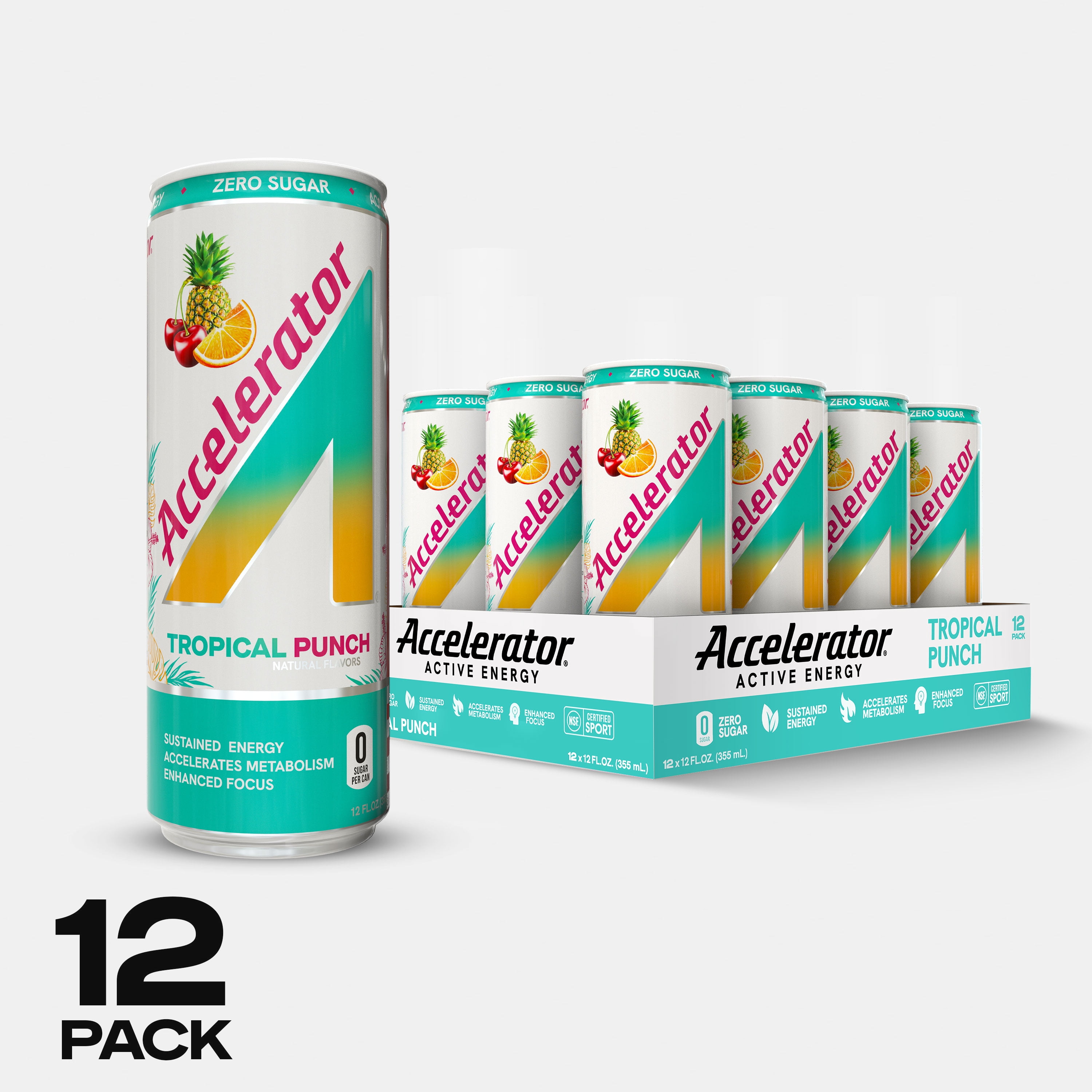 Accelerator Tropical Punch Energy Drink, 12 pack, 12 fl oz cans ...